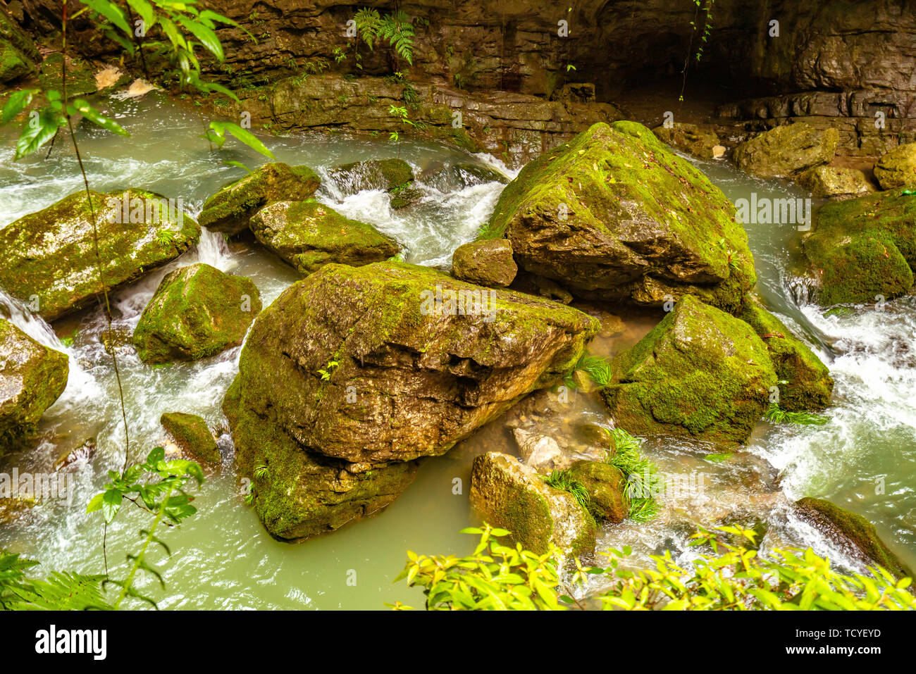 A stream at the seam of the Wulong Long Water Gorge Stock Photo - Alamy