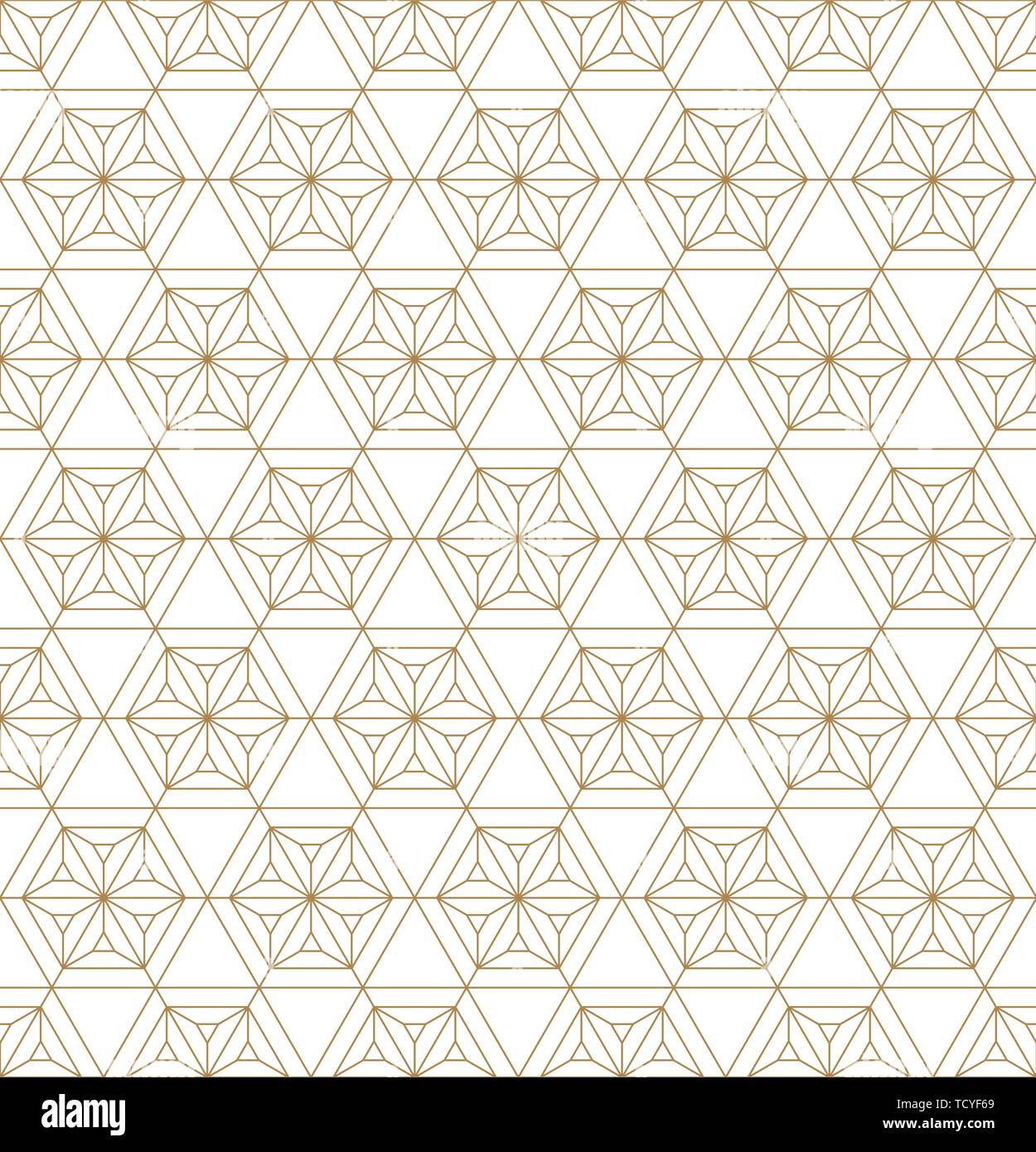 Japanese seamless geometric pattern .Gold silhouette lines.For design ...