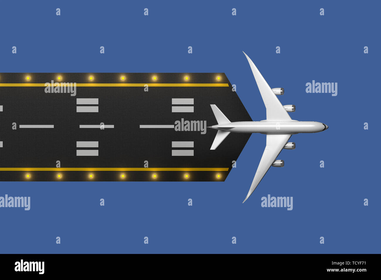 passenger plane takes off top view. 3d rendering Stock Photo - Alamy