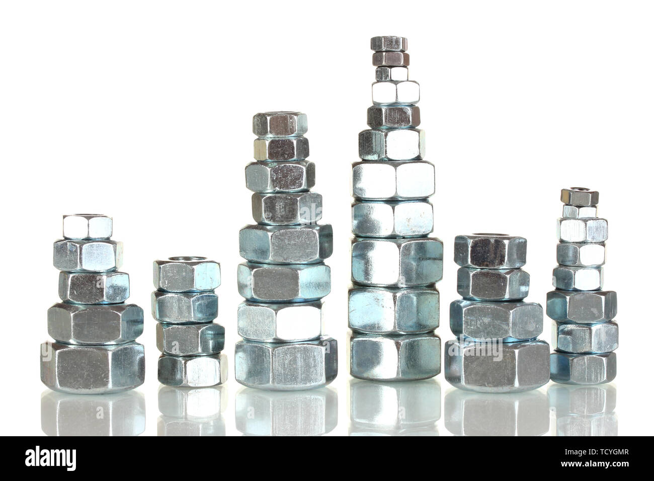 Many types of screw nuts isolated on white Stock Photo - Alamy