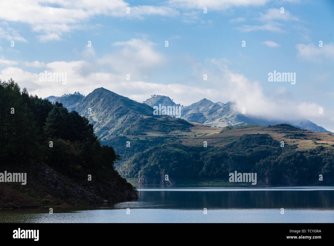 Landscape and landscape scenery of the Yalu River in Ji'an, Jilin ...