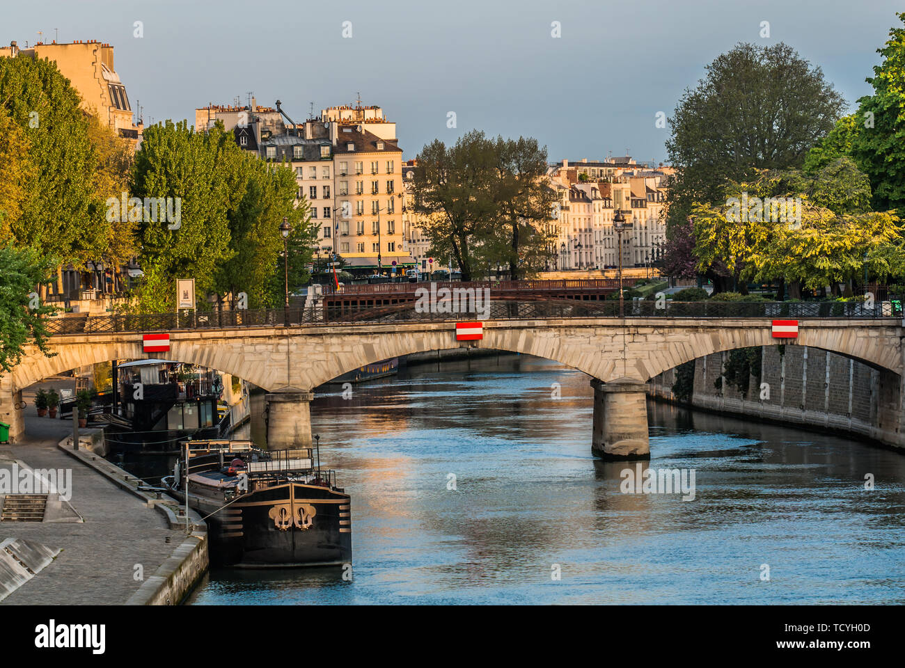 waterfront of the seine river in the city of Paris in france Stock ...