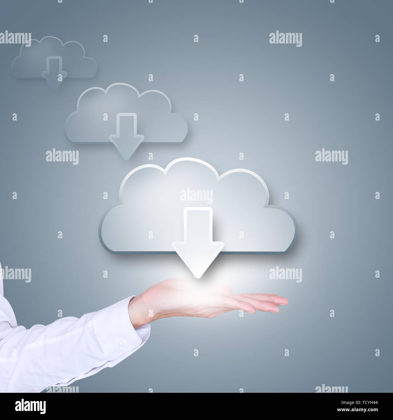 Cloud download concept creative diagram Stock Photo - Alamy