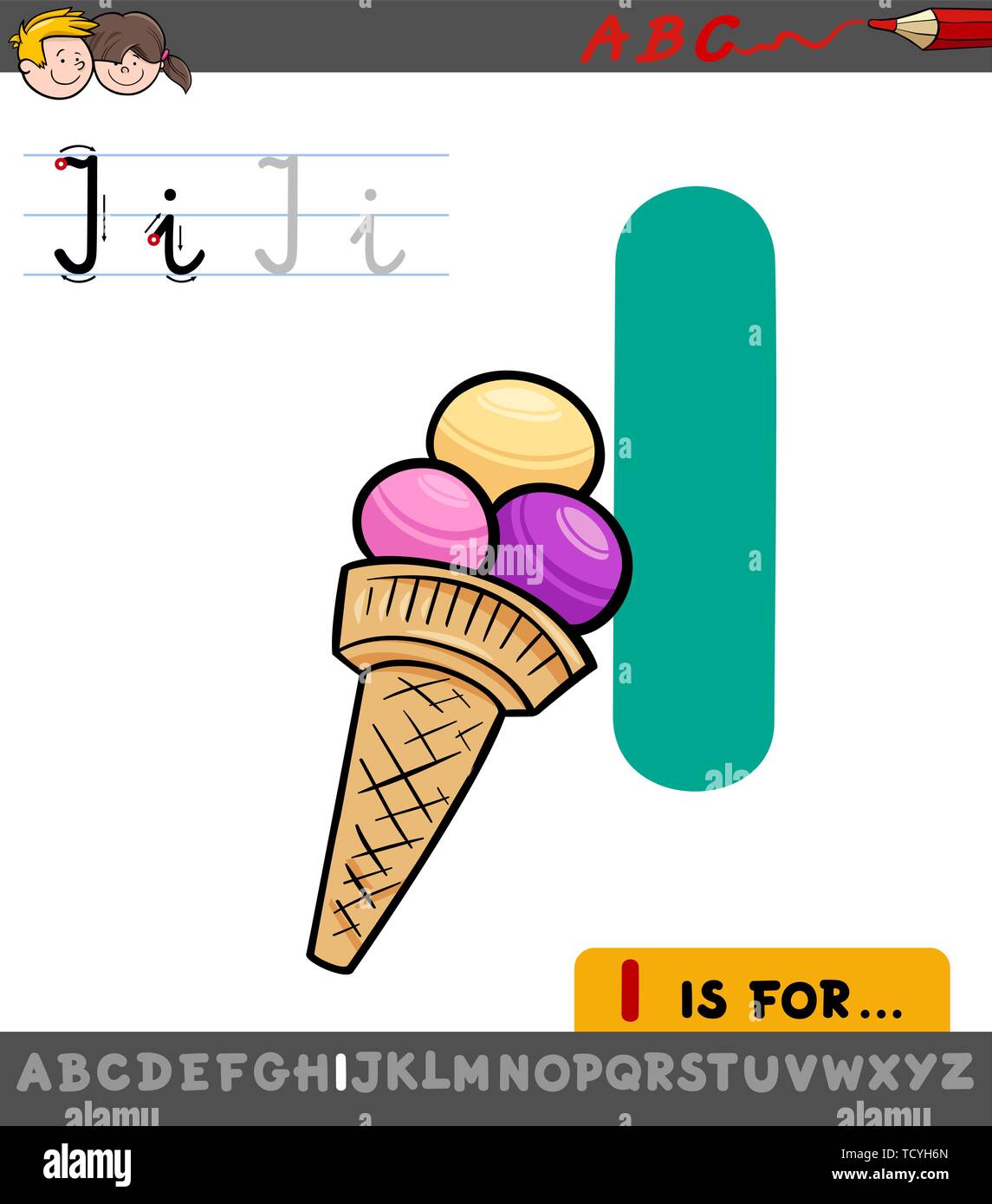 Educational Cartoon Illustration of Letter I from Alphabet with Ice ...