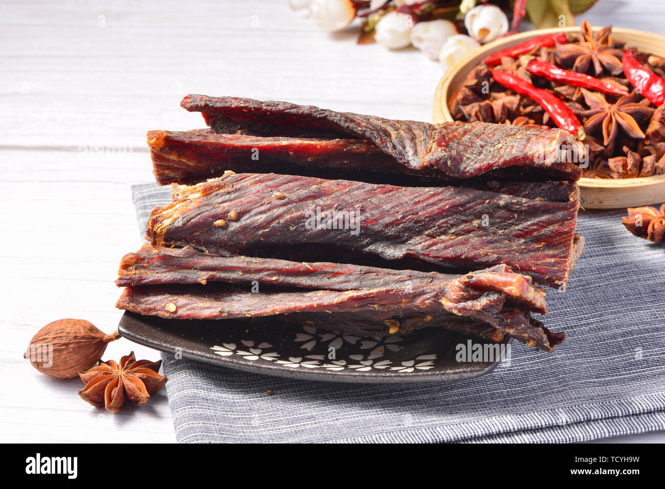 Air-dried hand-torn beef HD picture Stock Photo - Alamy