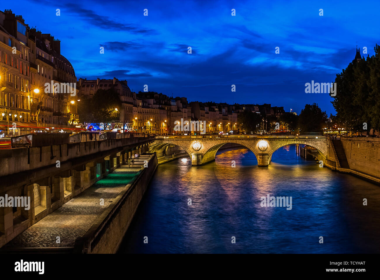 waterfront of the seine river in the city of Paris in france Stock ...