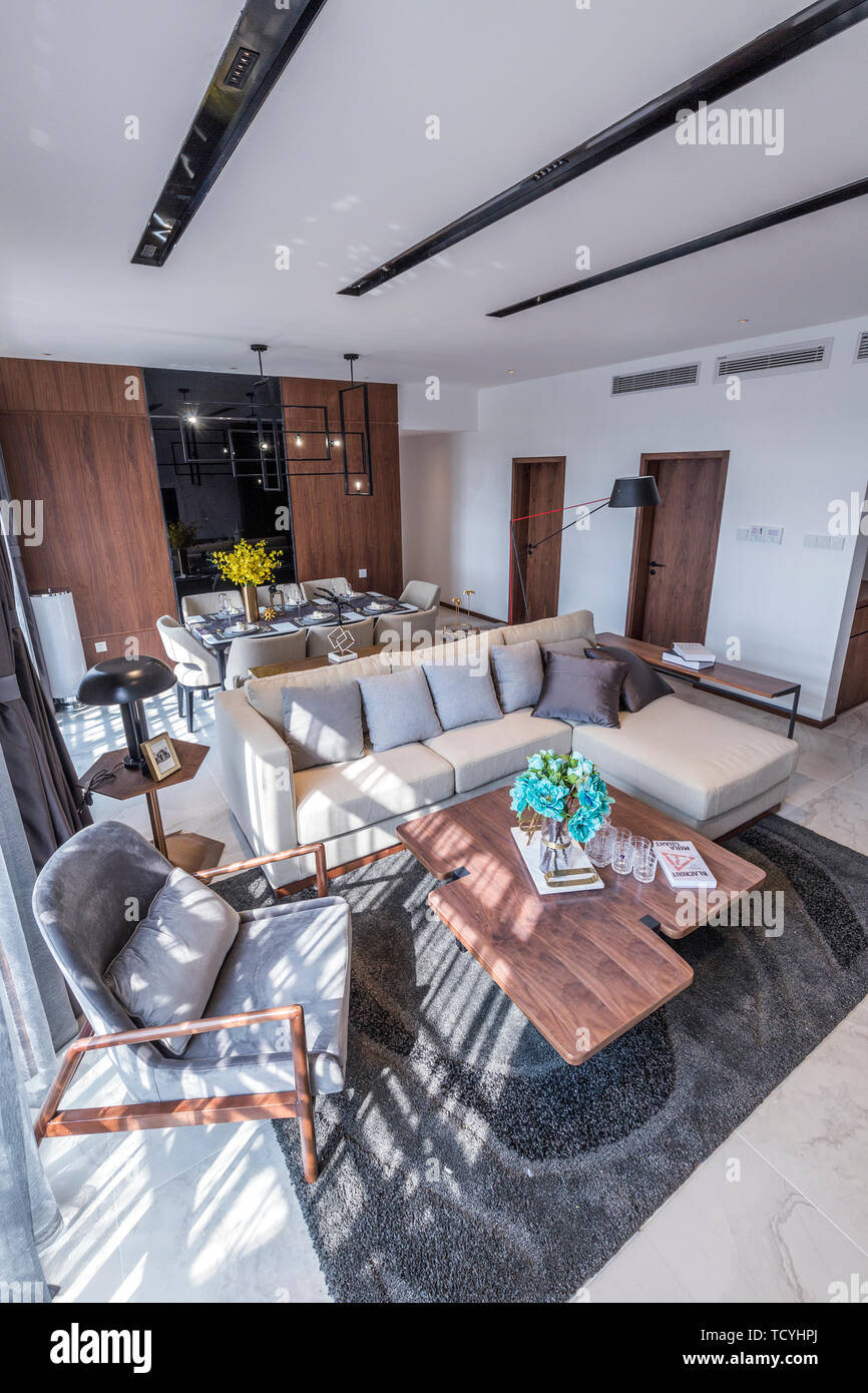 Design of interior design space of model room in modern living room ...