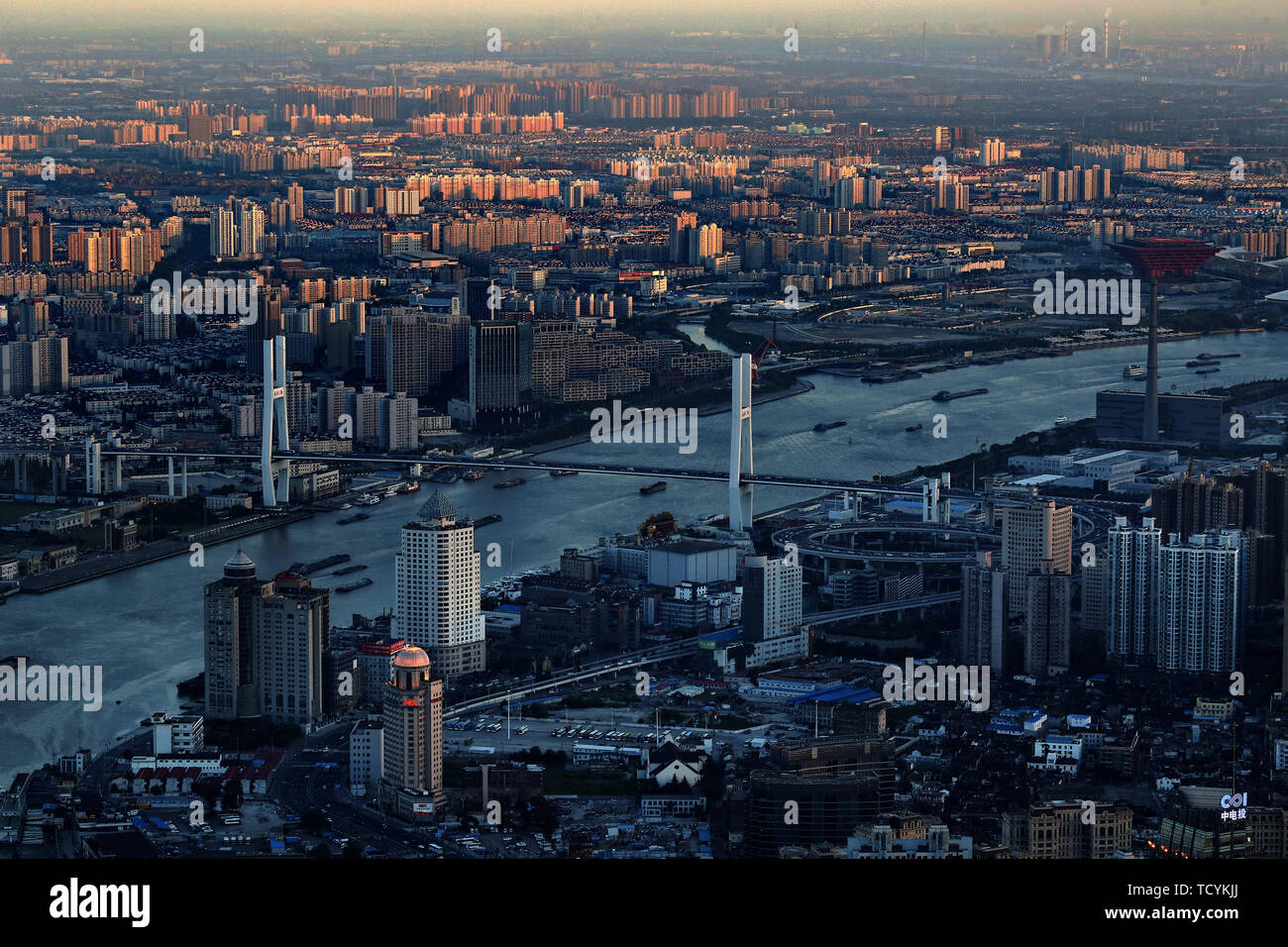 The Bridge on the Huangpu River in Shanghai - Xupu Bridge Stock Photo ...