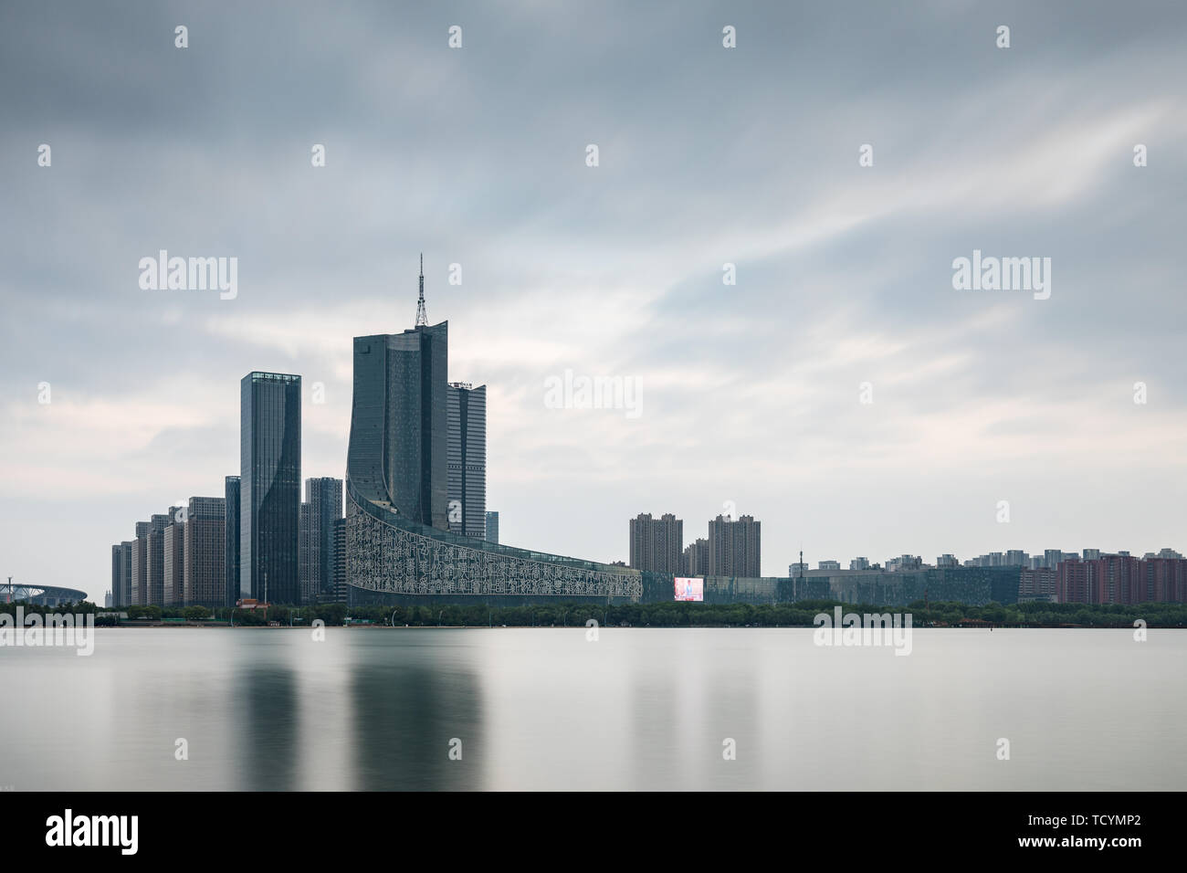 Architecture around Swan Lake, Hefei City, Anhui Province Stock Photo ...