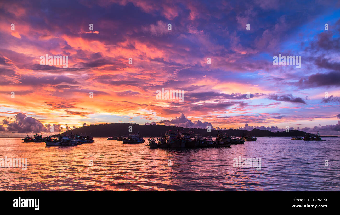 Sunset landscape of Sabah, Malaysia Stock Photo - Alamy