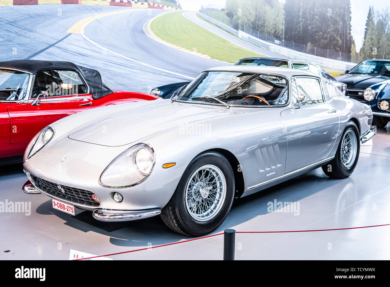 Brussels, Belgium, Jan 20, 2019: vintage silver Ferrari 275 GTB 1965 ...