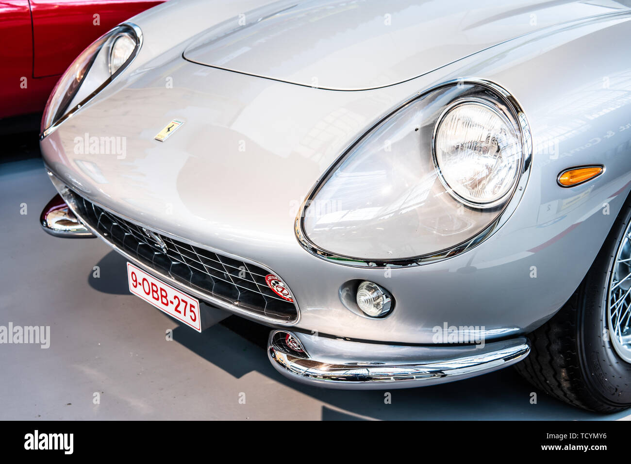 Brussels, Belgium, Jan 20, 2019: vintage silver Ferrari 275 GTB 1965 ...