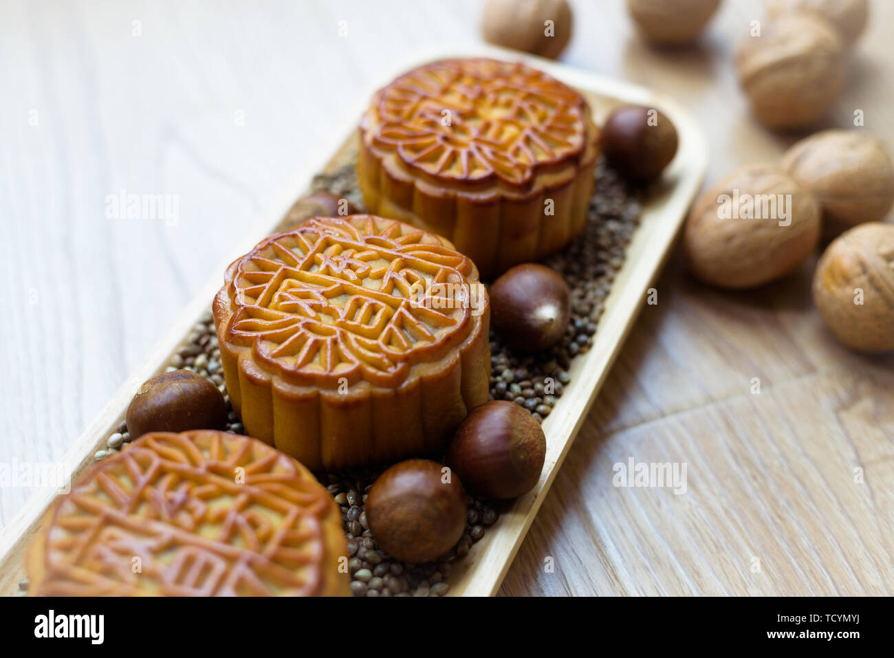 Mid-Autumn Festival moon cakes with nuts Stock Photo - Alamy