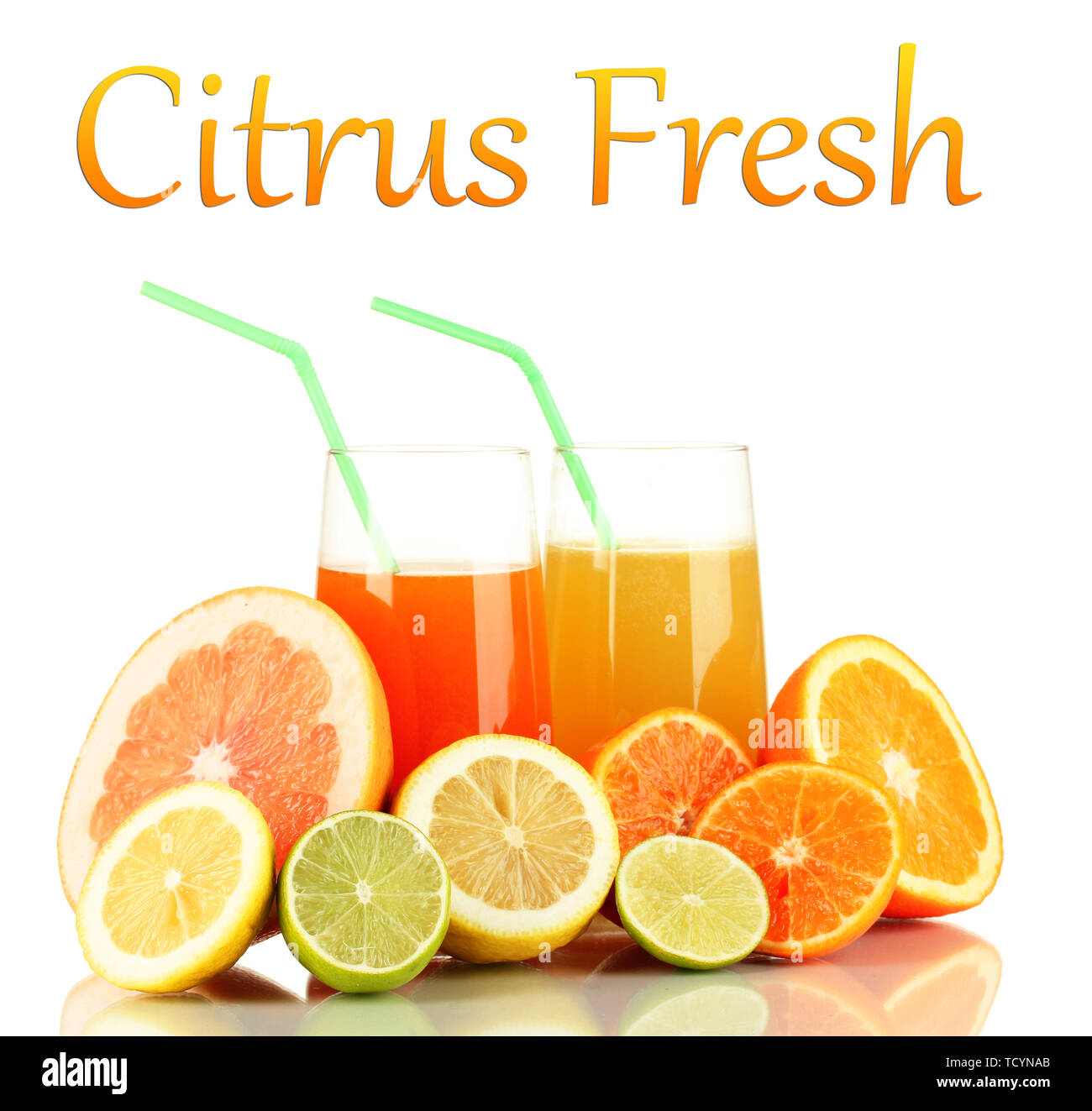 Lots ripe citrus with juices isolated on white Stock Photo - Alamy