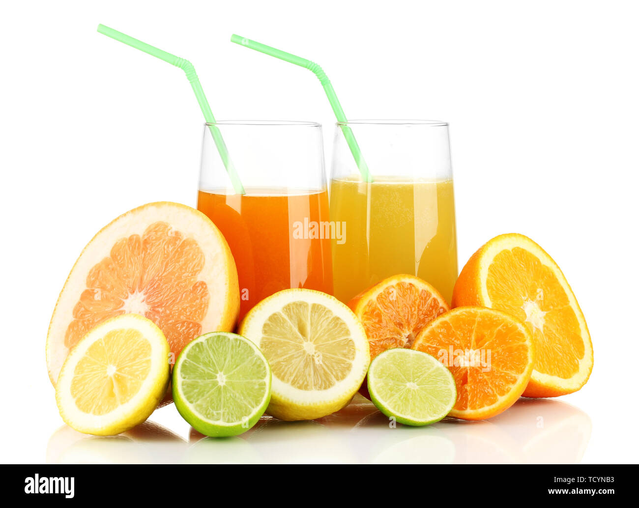 Lots ripe citrus with juices isolated on white Stock Photo - Alamy