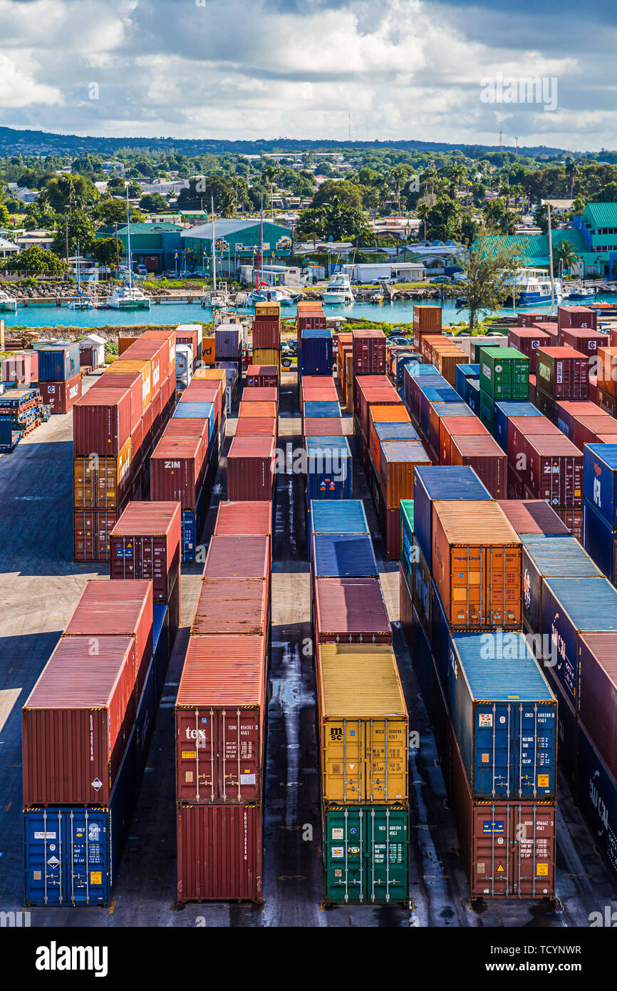 Stacks of Containers at Dock Stock Photo - Alamy