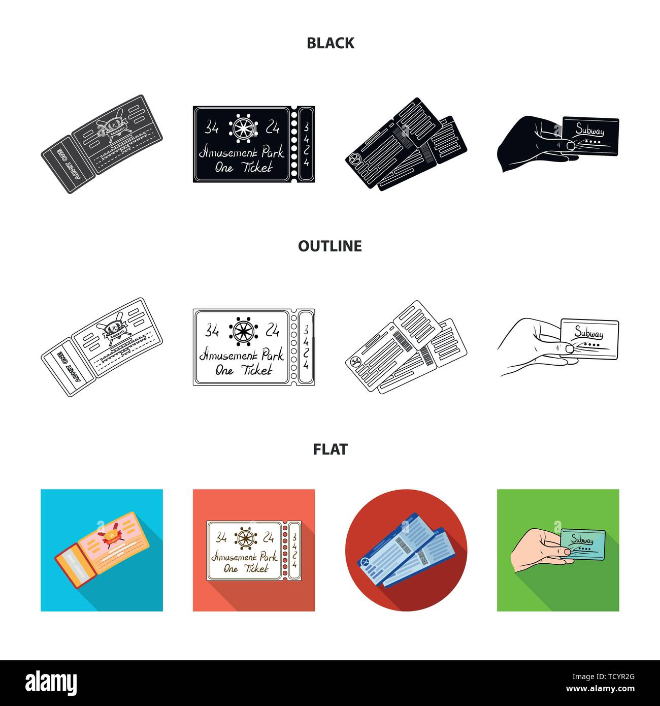 Isolated object of ticket and movie symbol. Collection of ticket and ...