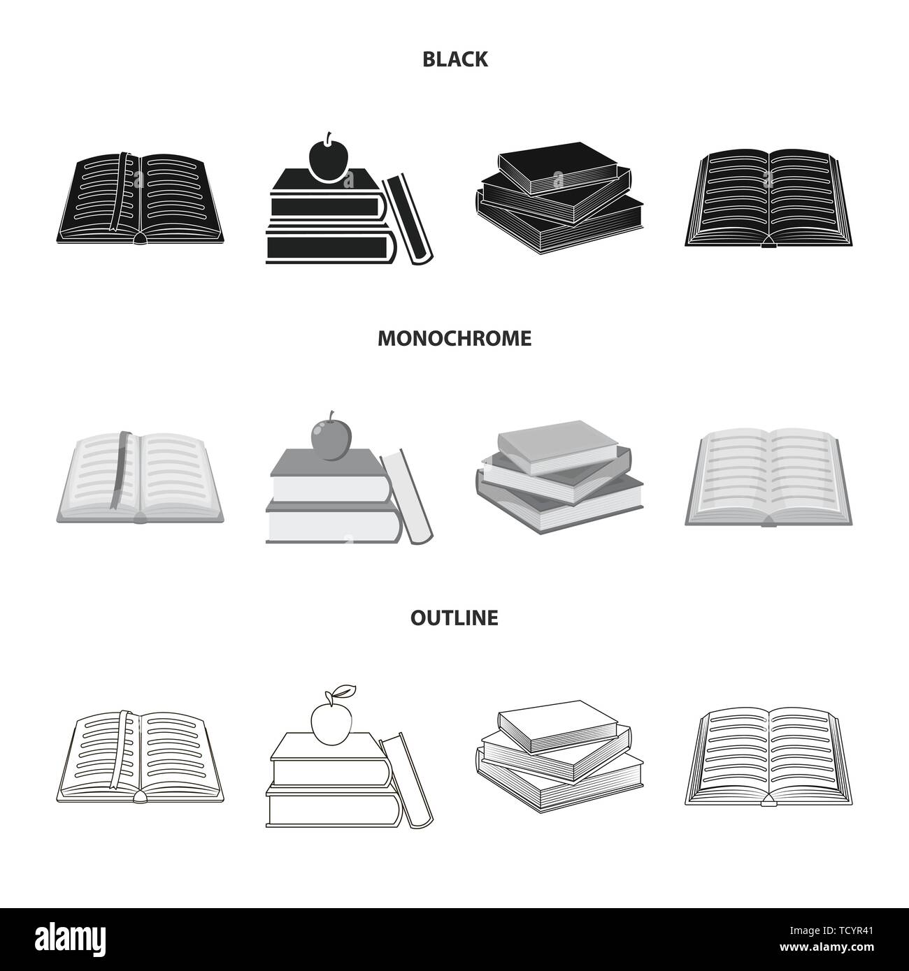 Isolated object of library and textbook symbol. Set of library and ...
