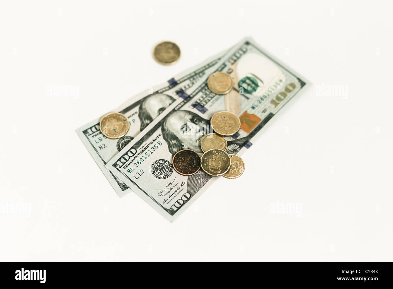 dollars and cents isolated on white background. Studio photo Stock ...