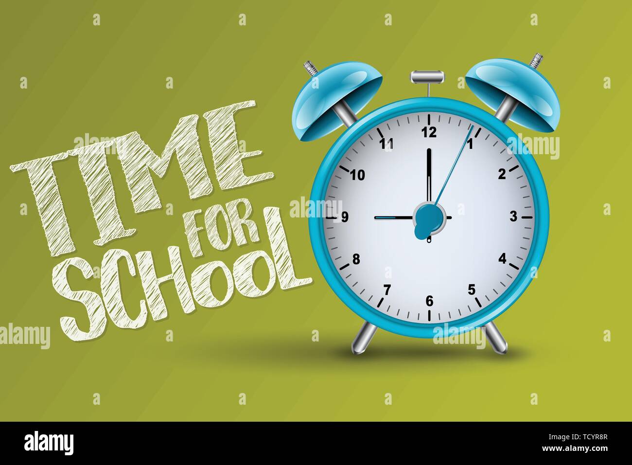 Time for school banner with a realistic alarm clock. Vector ...