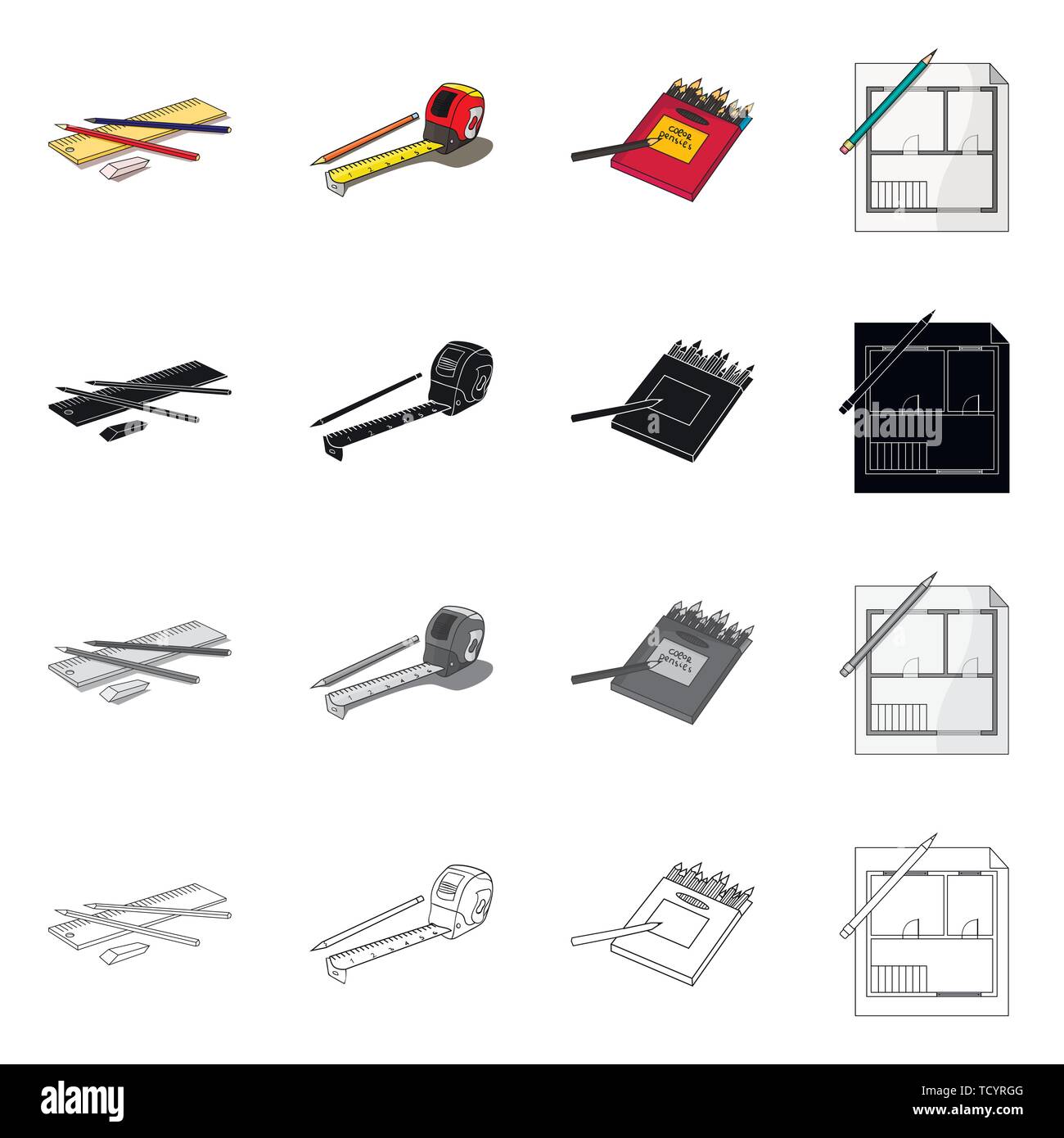 realistic,ruler,wood,paper,pencil,sharpen,draw,color,stationery,sharp ...