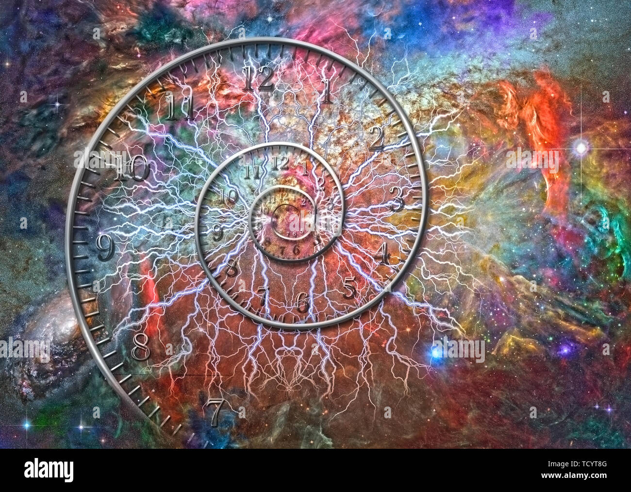Spiral of time in vivid space Stock Photo - Alamy