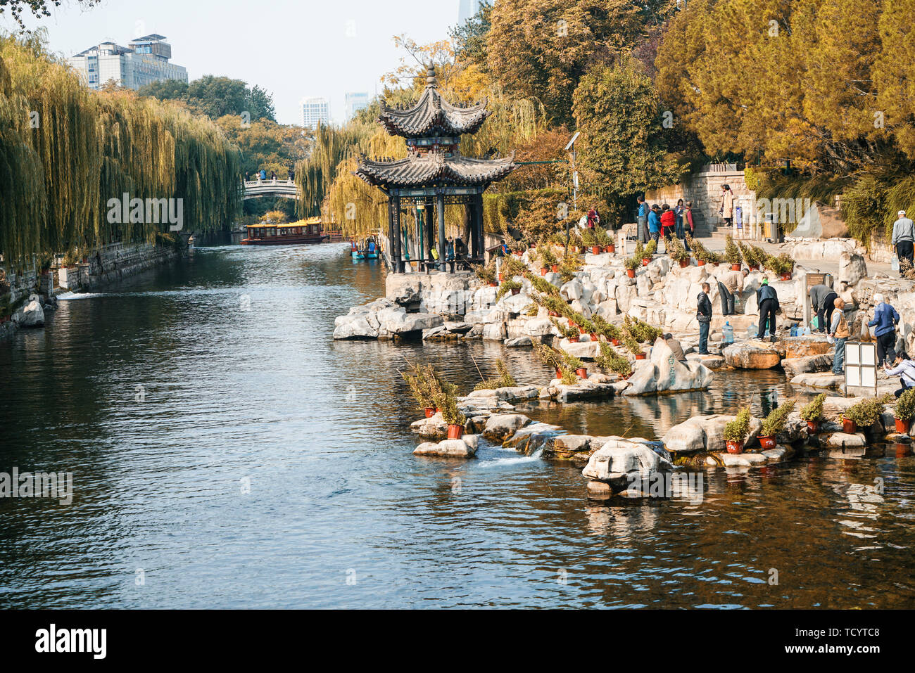 Scenery of Black Tiger Spring Moat Park in Jinan, Shandong Province ...