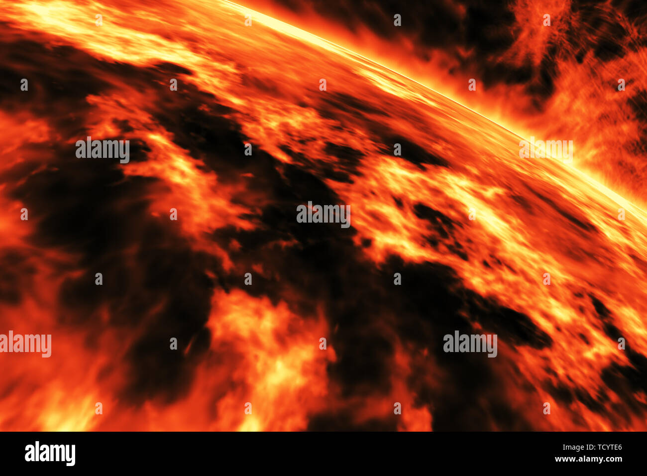 Three-dimensional rendering, fireball with black background Stock Photo ...