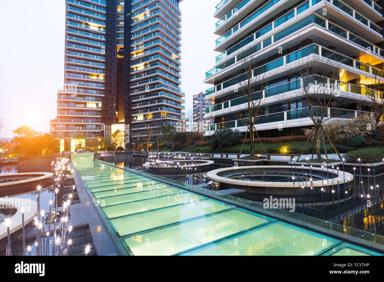 modern office buildings with sunbeam in hangzhou Stock Photo - Alamy
