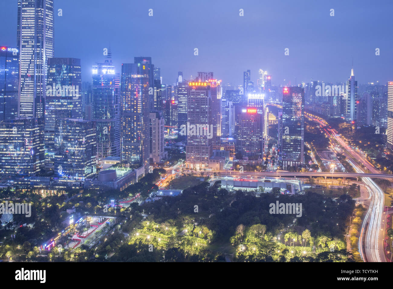 Night view of Shenzhen City Center Building Stock Photo - Alamy