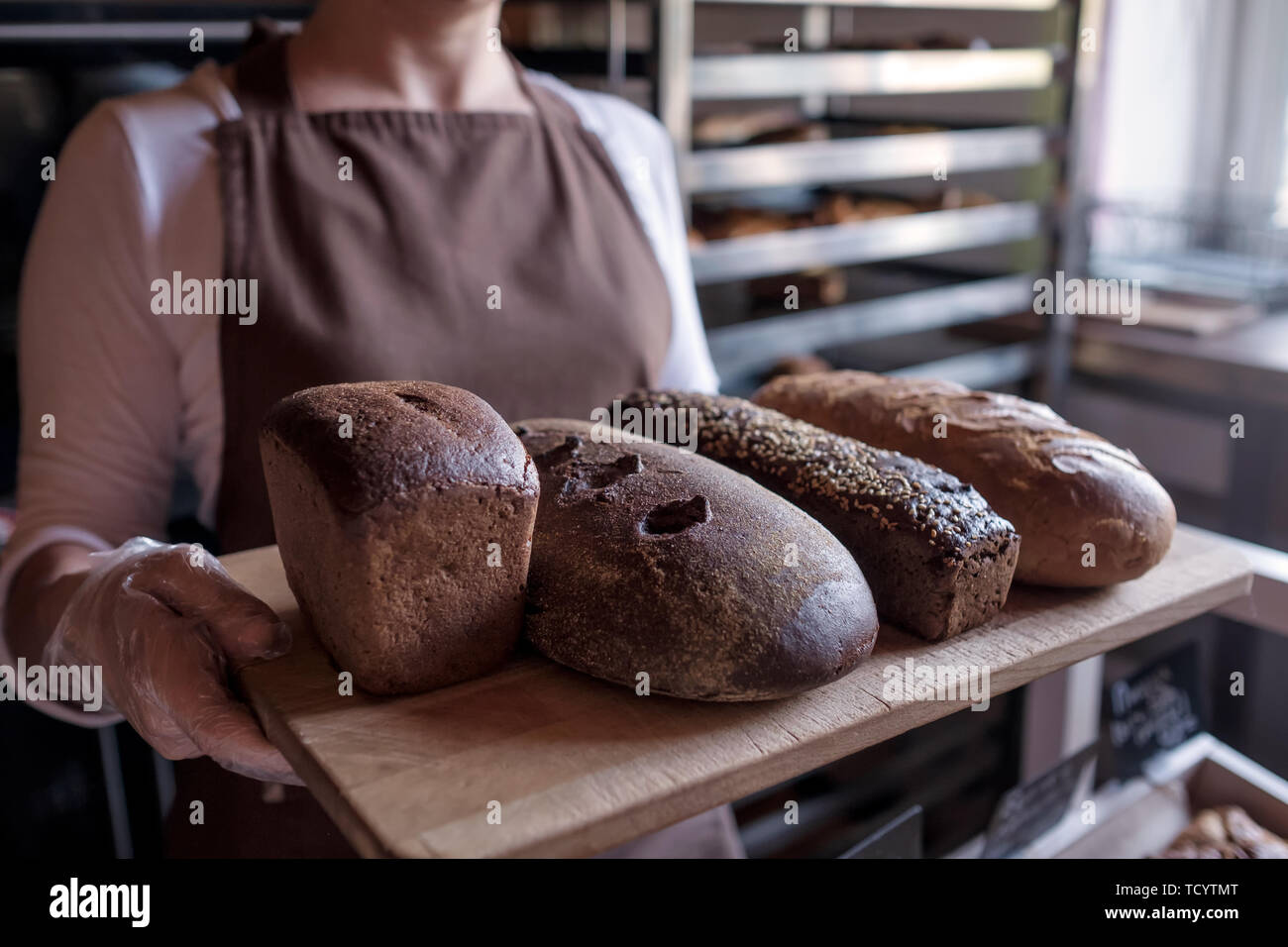 Baker bread show white hi-res stock photography and images - Alamy