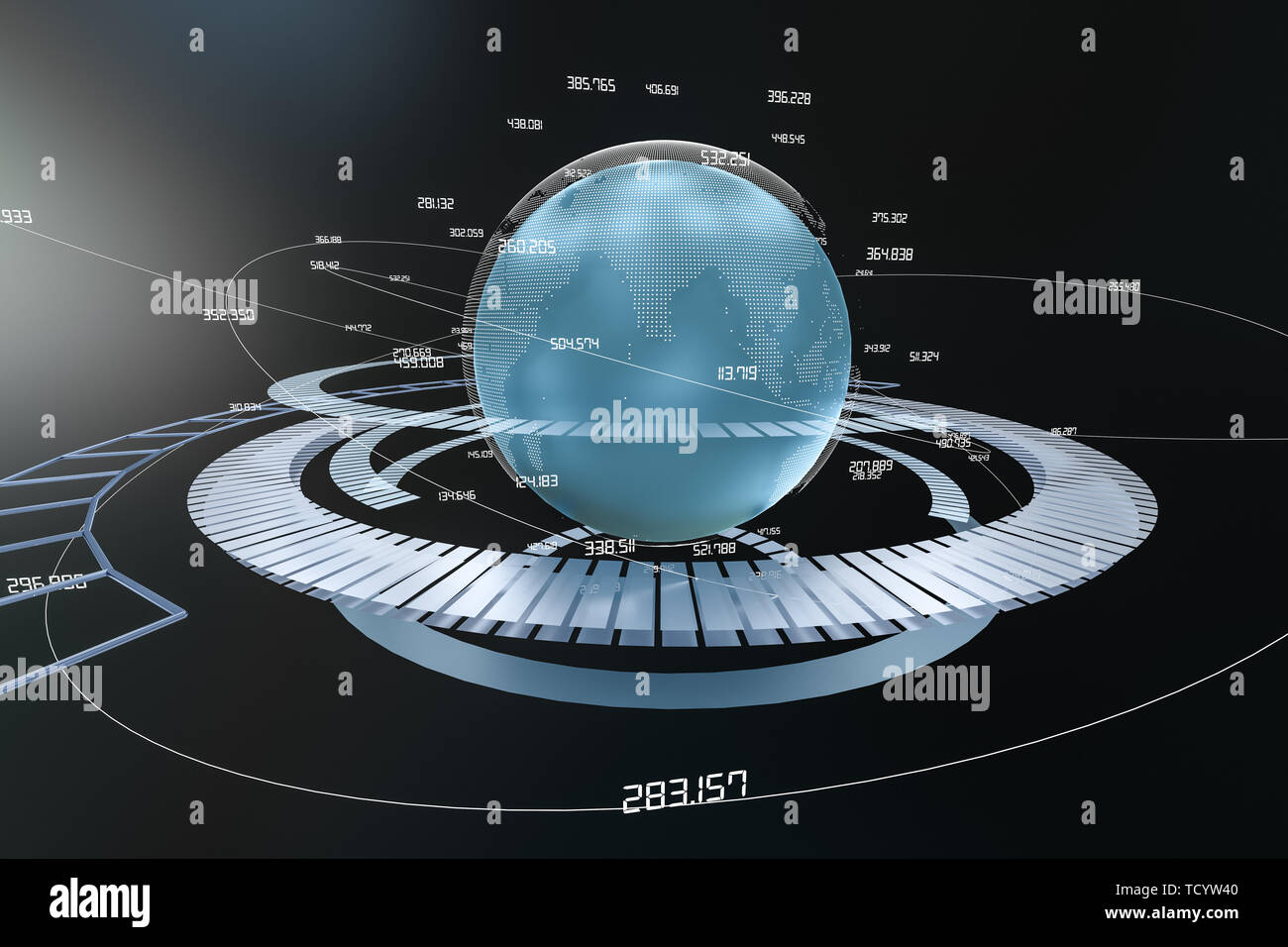 Three-dimensional rendering, Big Data Earth with sci-fi elements Stock Photo - Alamy