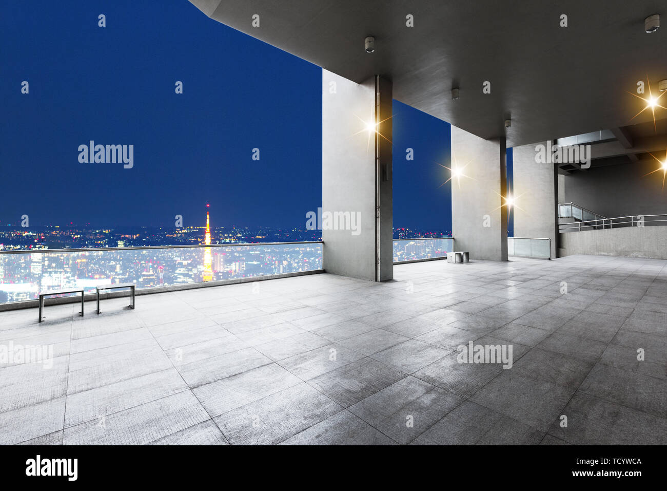 empty floor with cityscape of tokyo at night Stock Photo - Alamy