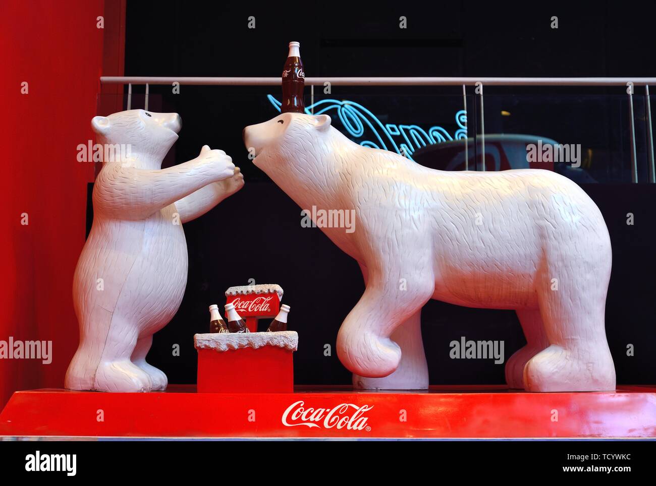 Beverage window advertising Stock Photo - Alamy