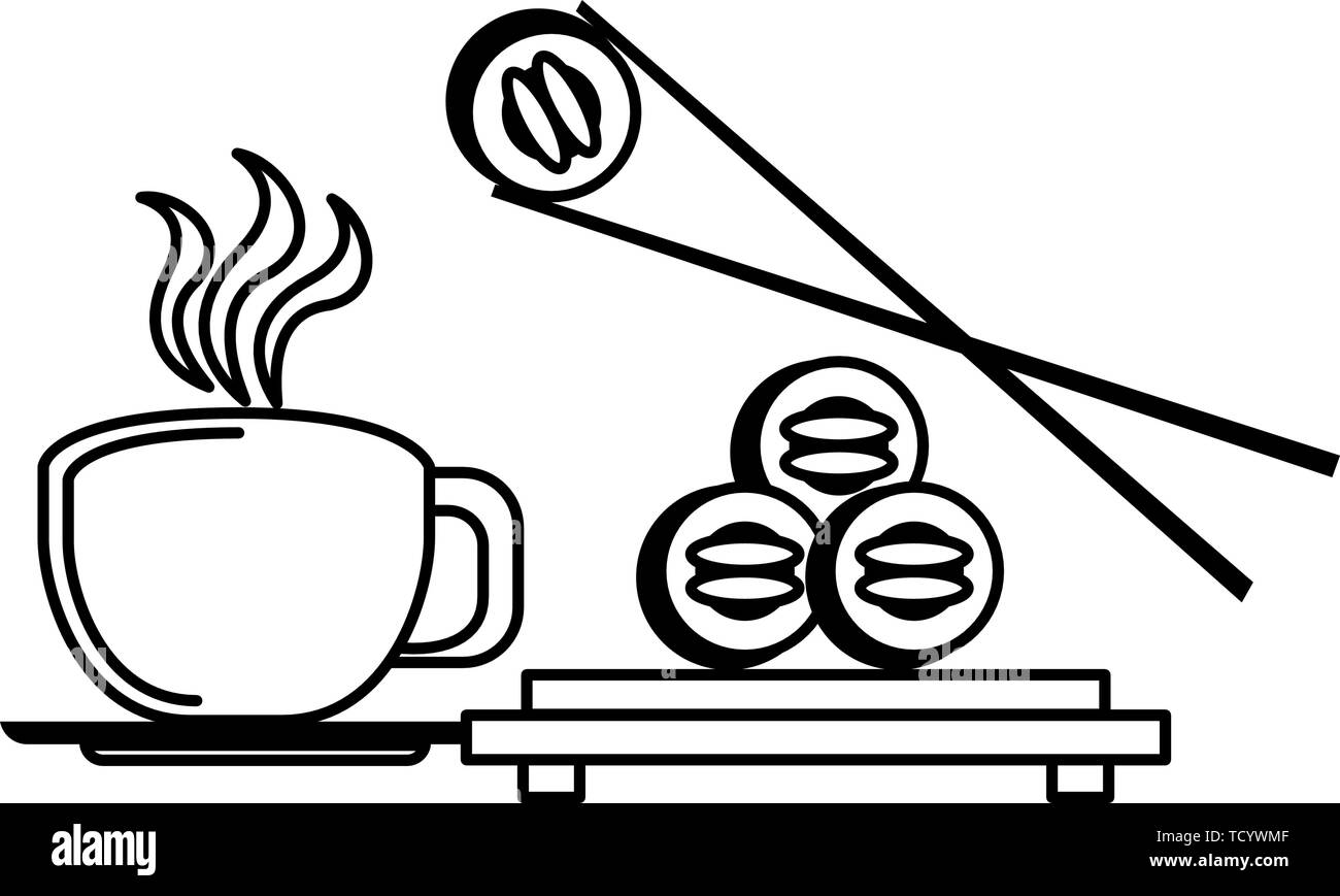 restaurant food and cuisine cartoons in black and white Stock Vector ...