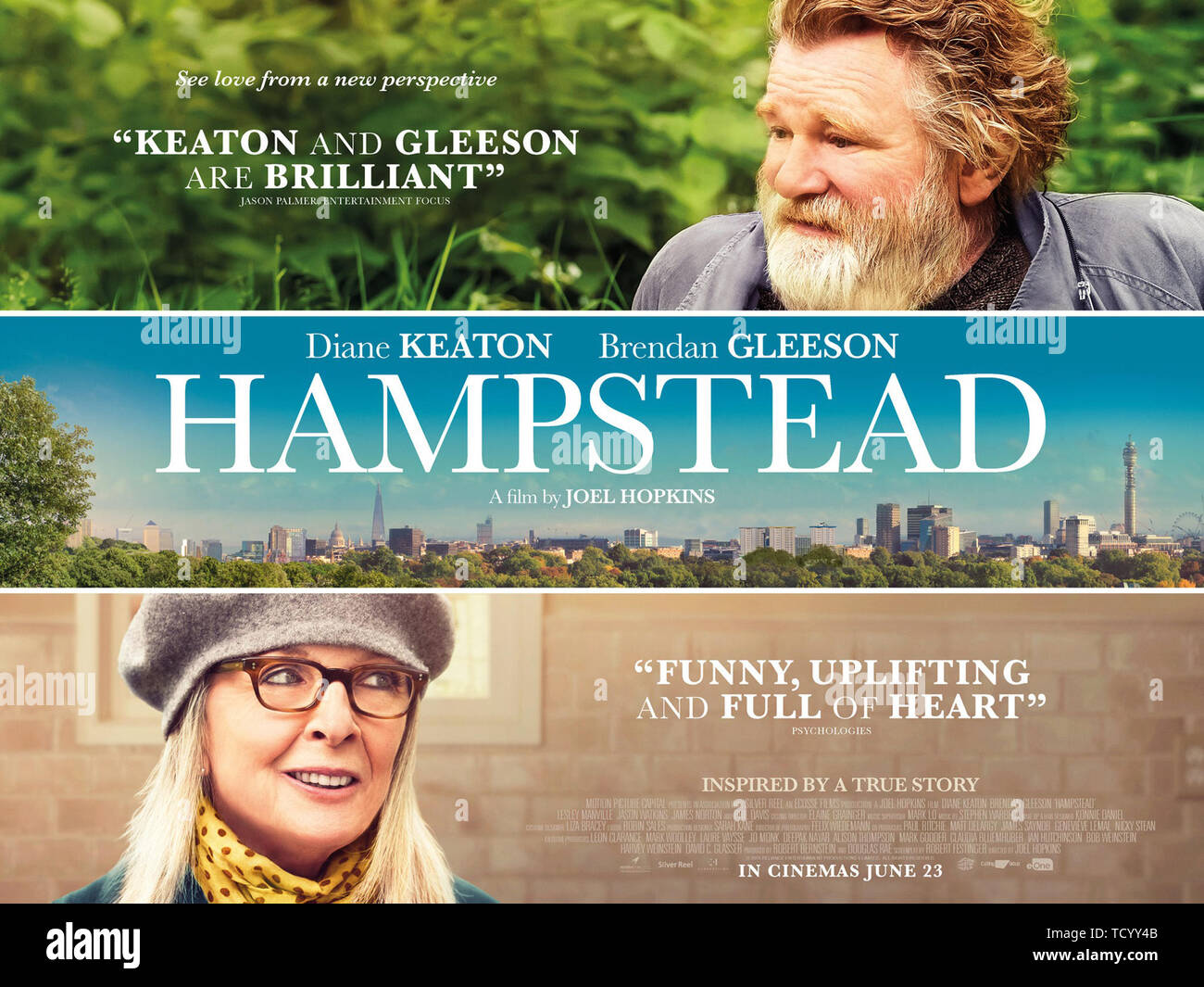 HAMPSTEAD, British poster, from top: Brendan Gleeson, Diane Keaton ...