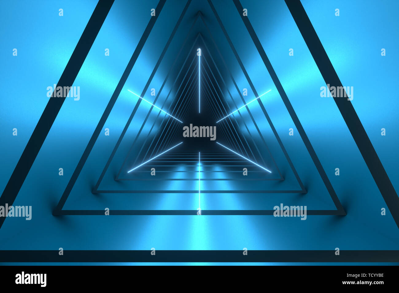 Three-dimensional rendering, luminous triangular channel Stock Photo ...