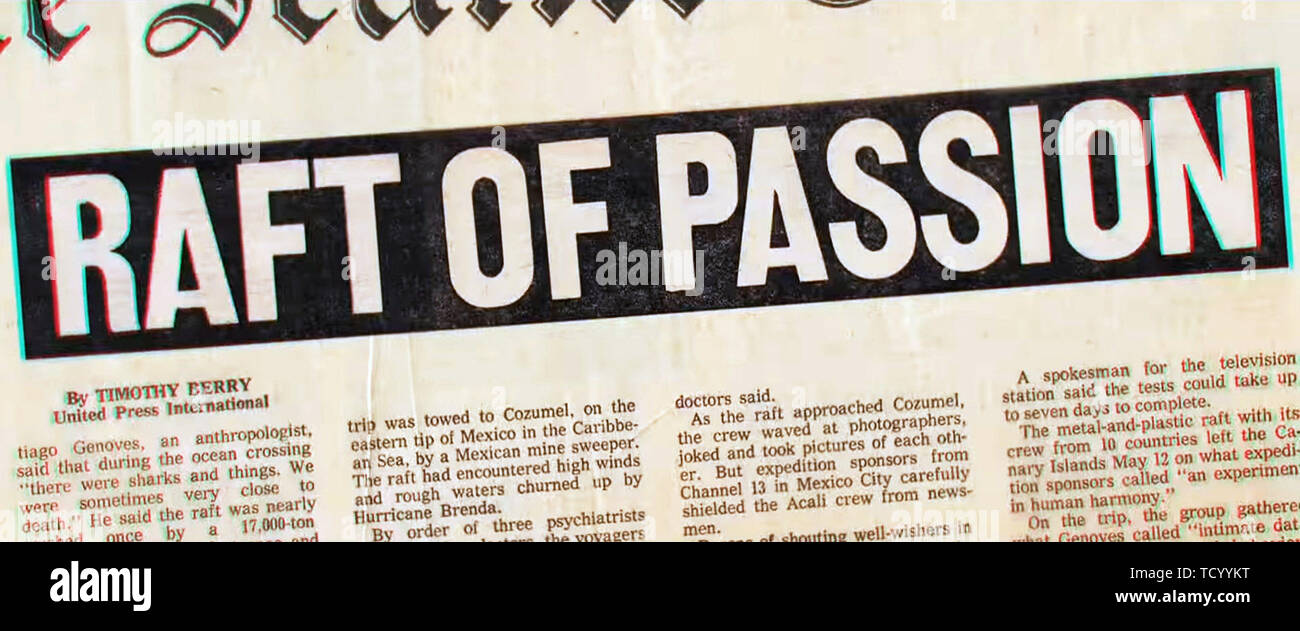 THE RAFT, newspaper headline, 2018. © Metrograph Pictures / Courtesy ...