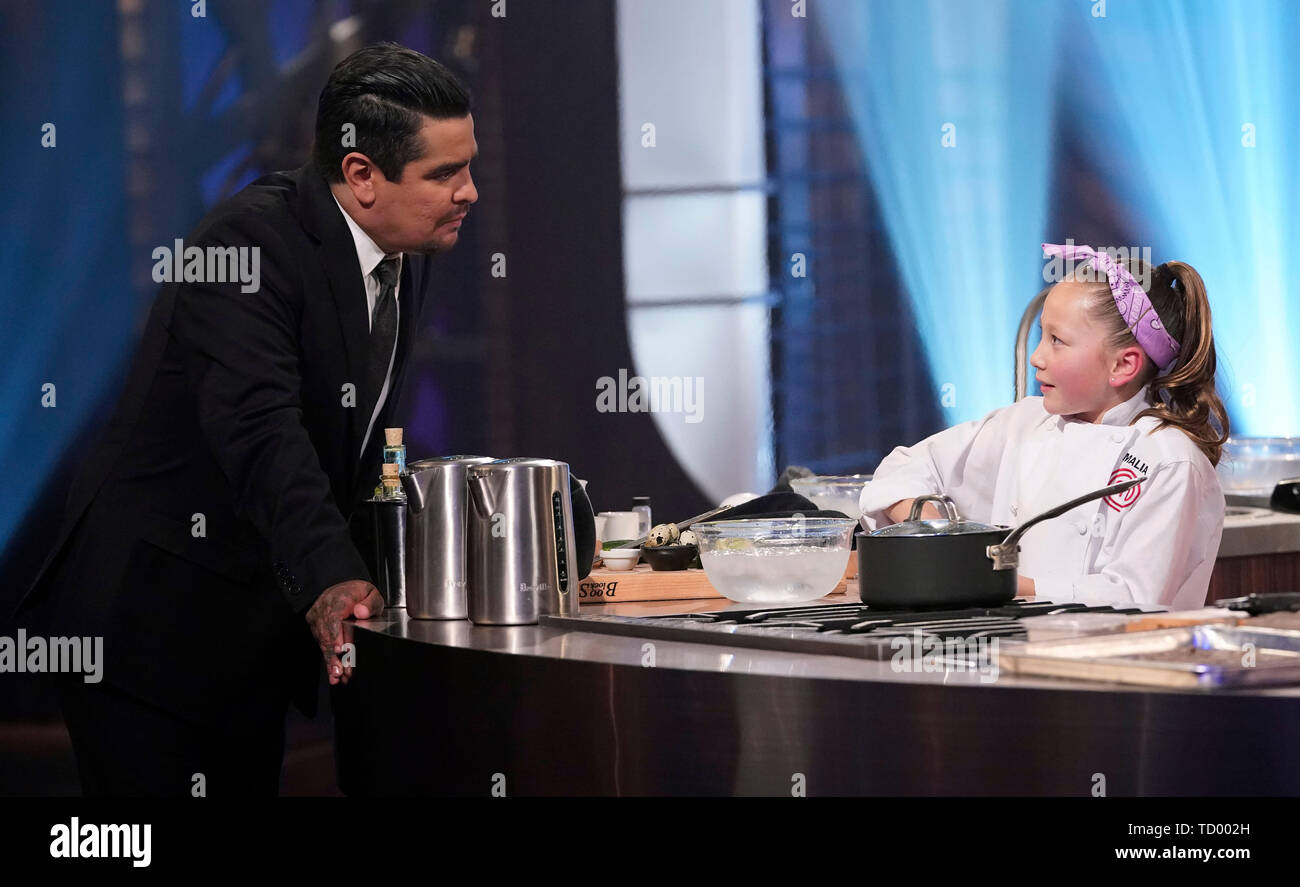 MASTERCHEF JUNIOR, from left: judge Aaron Sanchez, contestant Malia ...