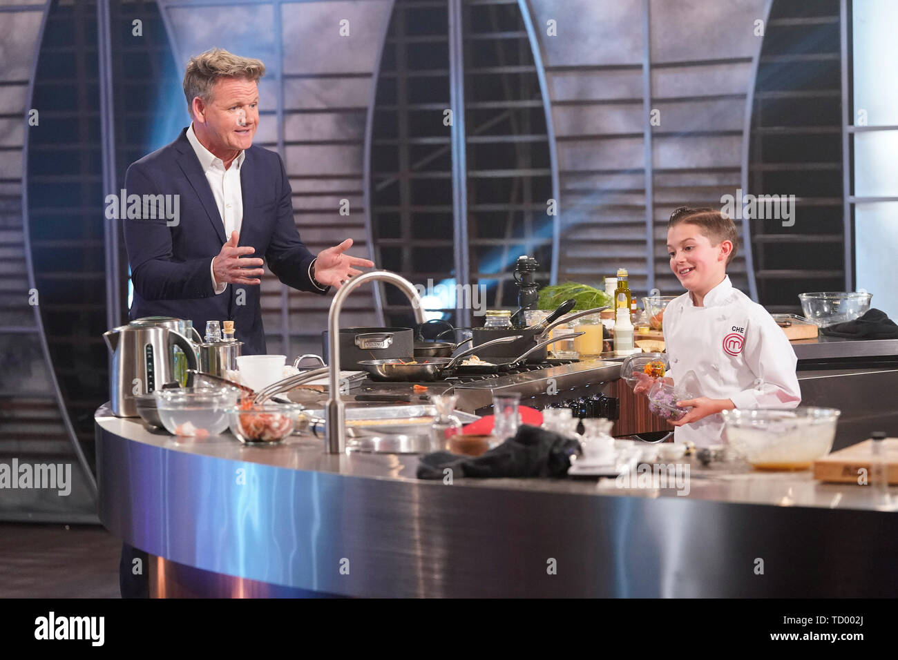 MASTERCHEF JUNIOR, from left: judge/host Gordon Ramsay, contestant Che ...