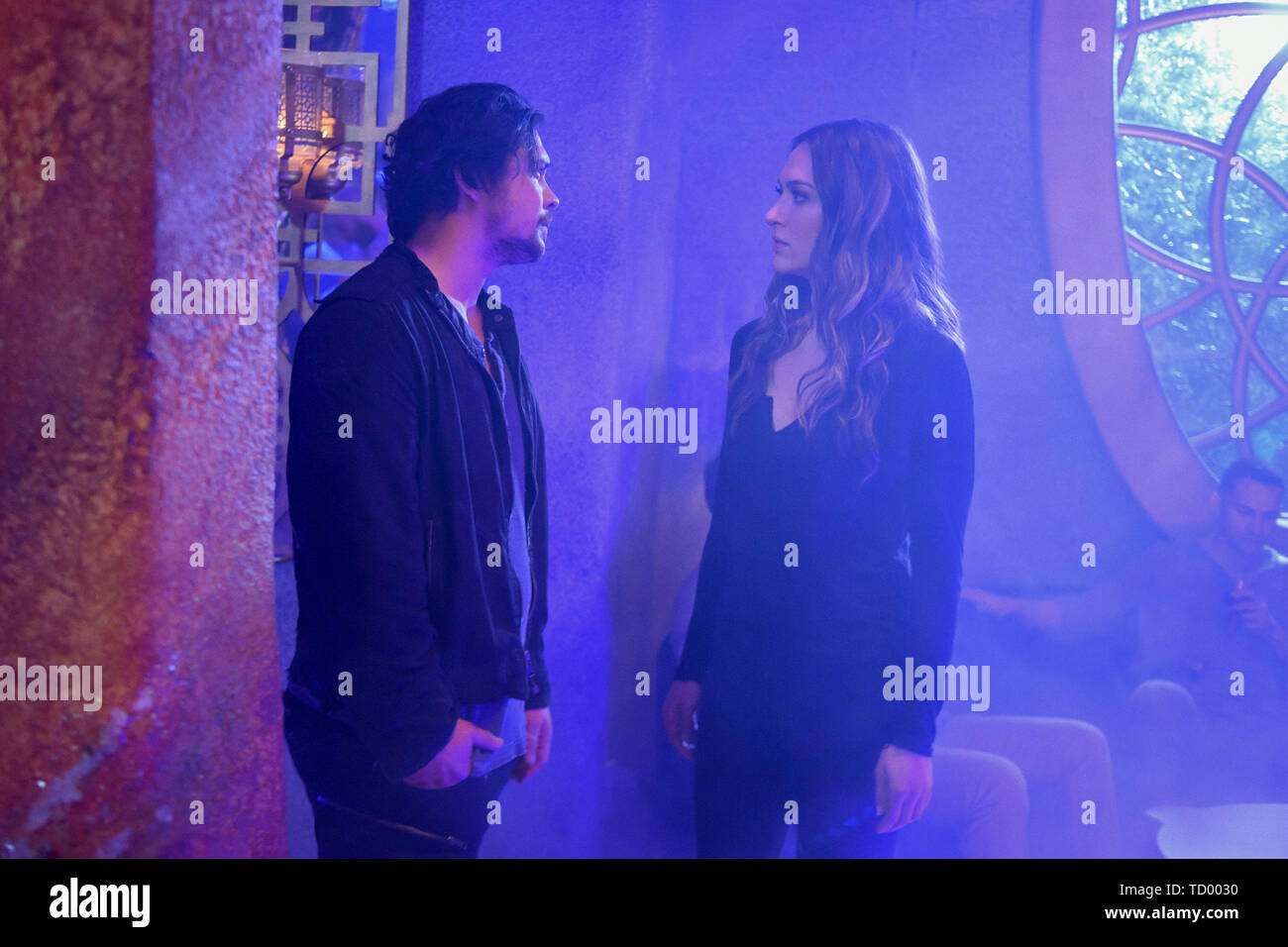 THE 100, from left: Bob Morley, Tasya Teles, 'The Face Behind The Glass ...