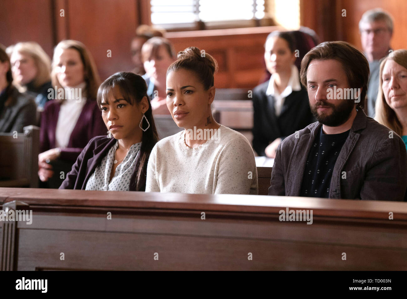 PROVEN INNOCENT, from left: Nikki M. James, Candice Cook, Vincent ...