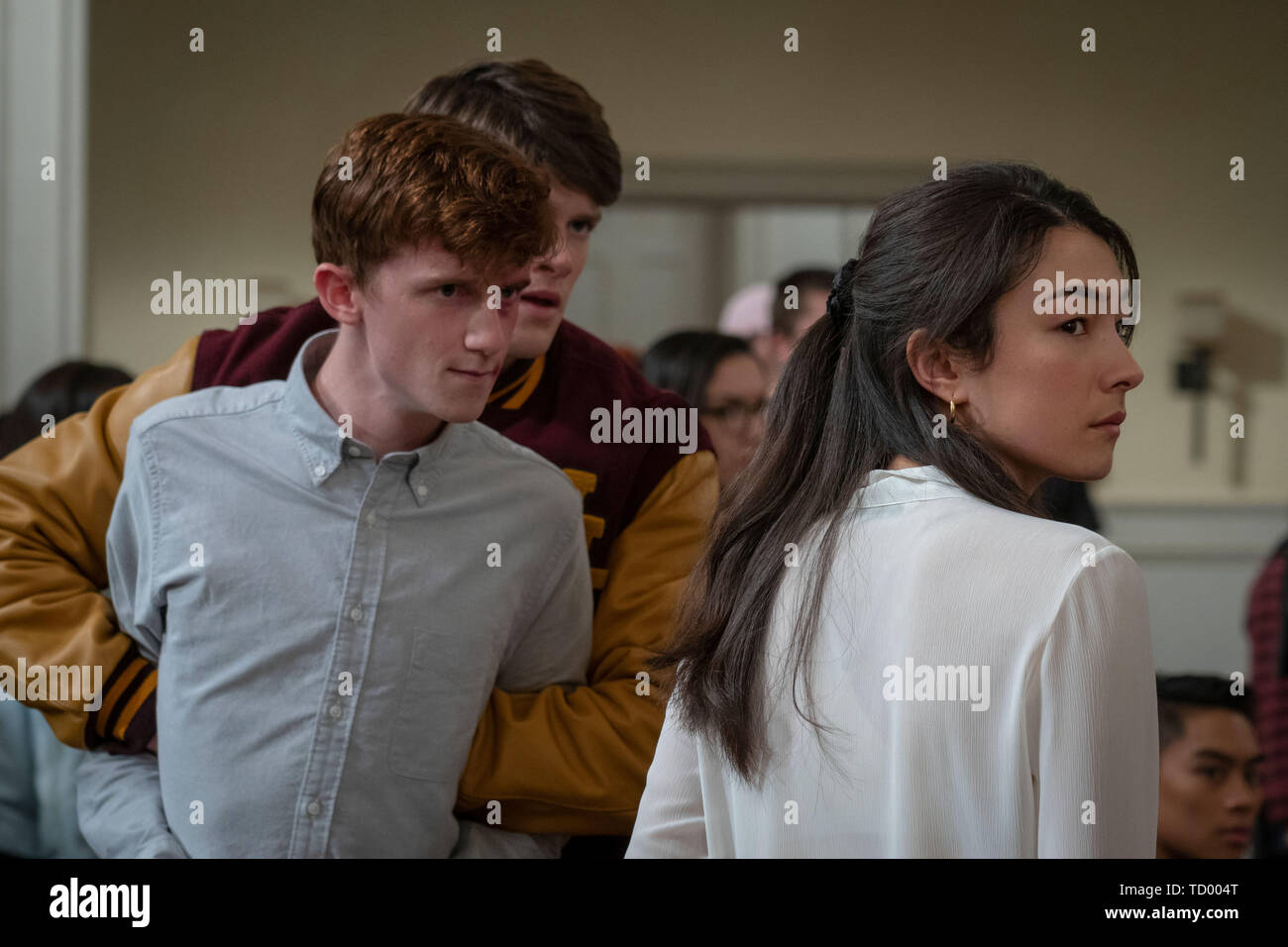 THE SOCIETY, Alex MacNicoll (obscured), Seth Meriwether, Natasha Liu ...