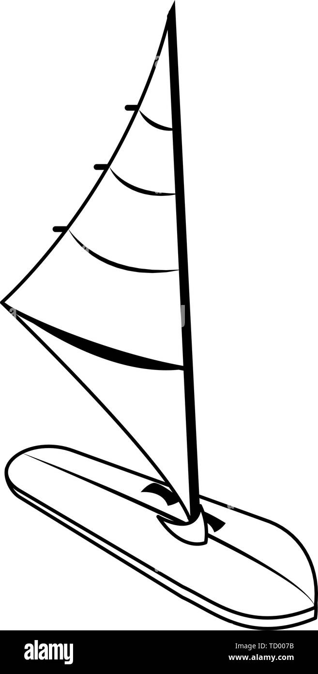 Windsurf table side view equipment isolated in black and white Stock ...