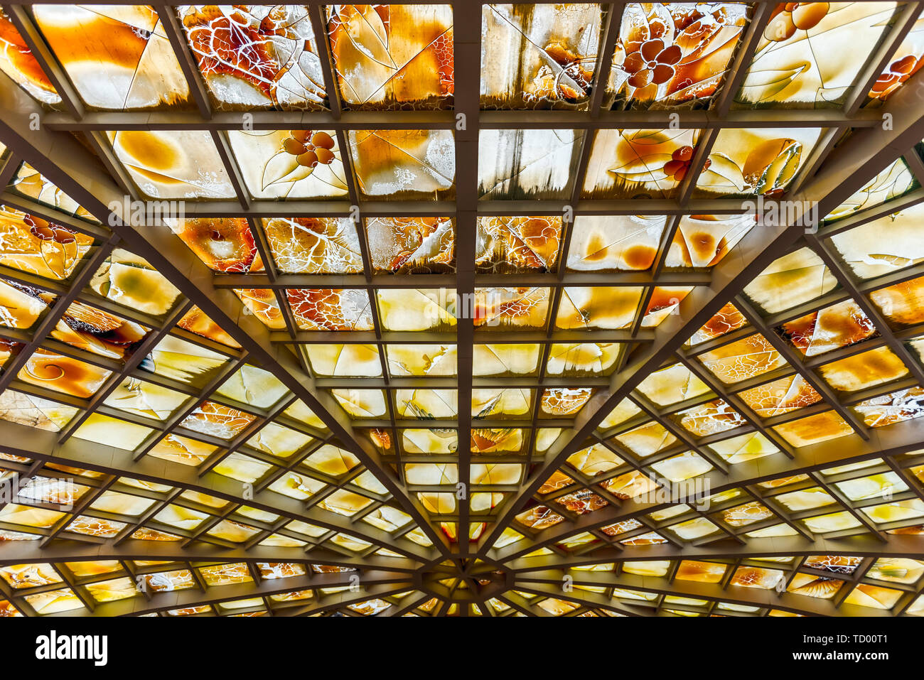 Modern stained glass roof close-up Stock Photo - Alamy