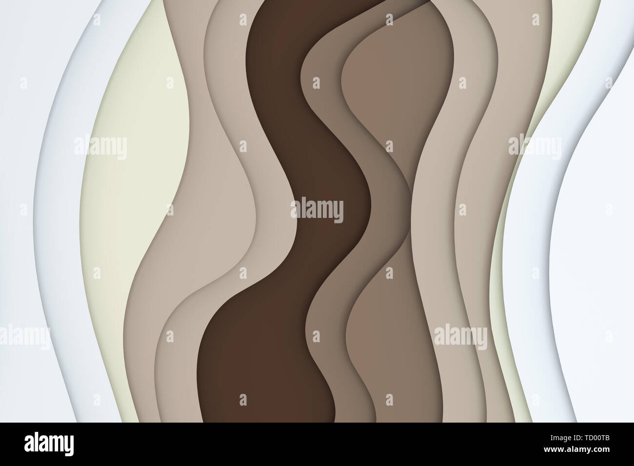 Three-dimensional rendering, curved cardboard light color background ...