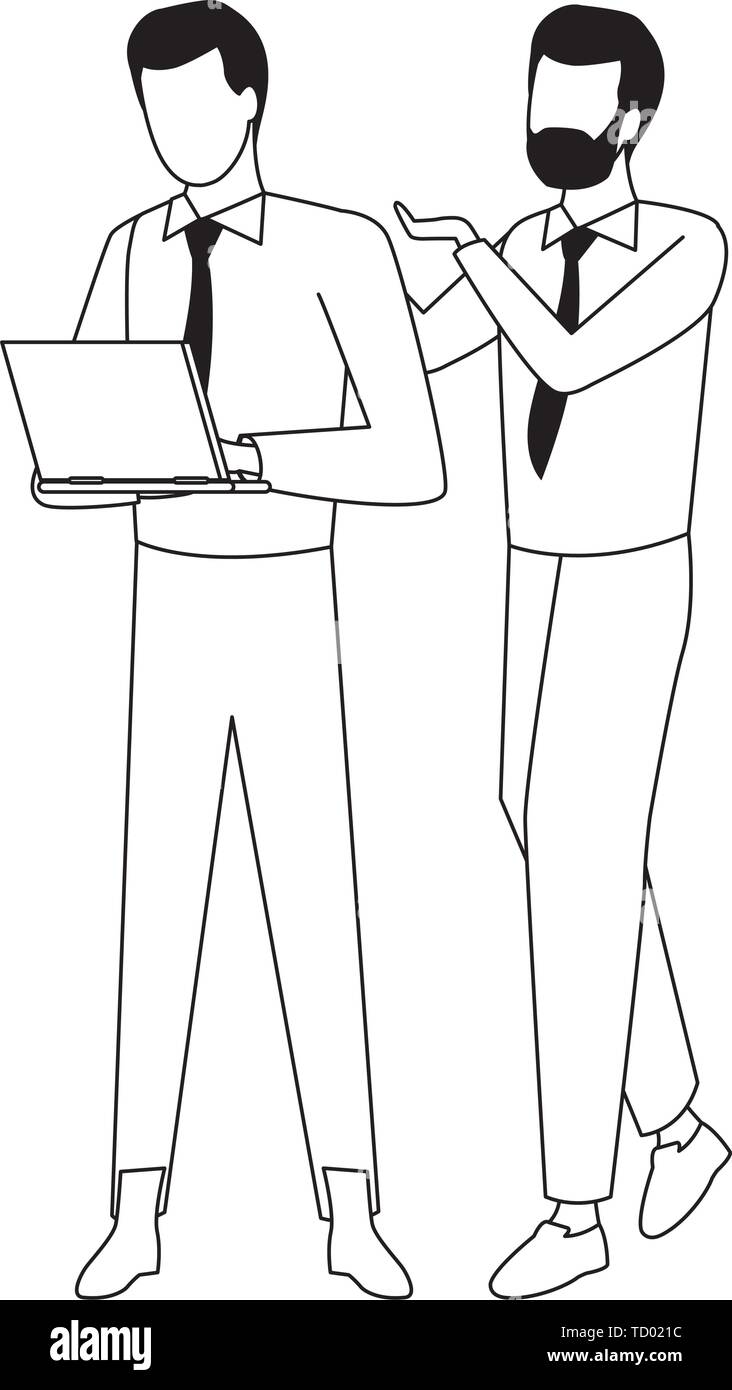 Businessmen in office looking laptop Stock Vector Images - Alamy