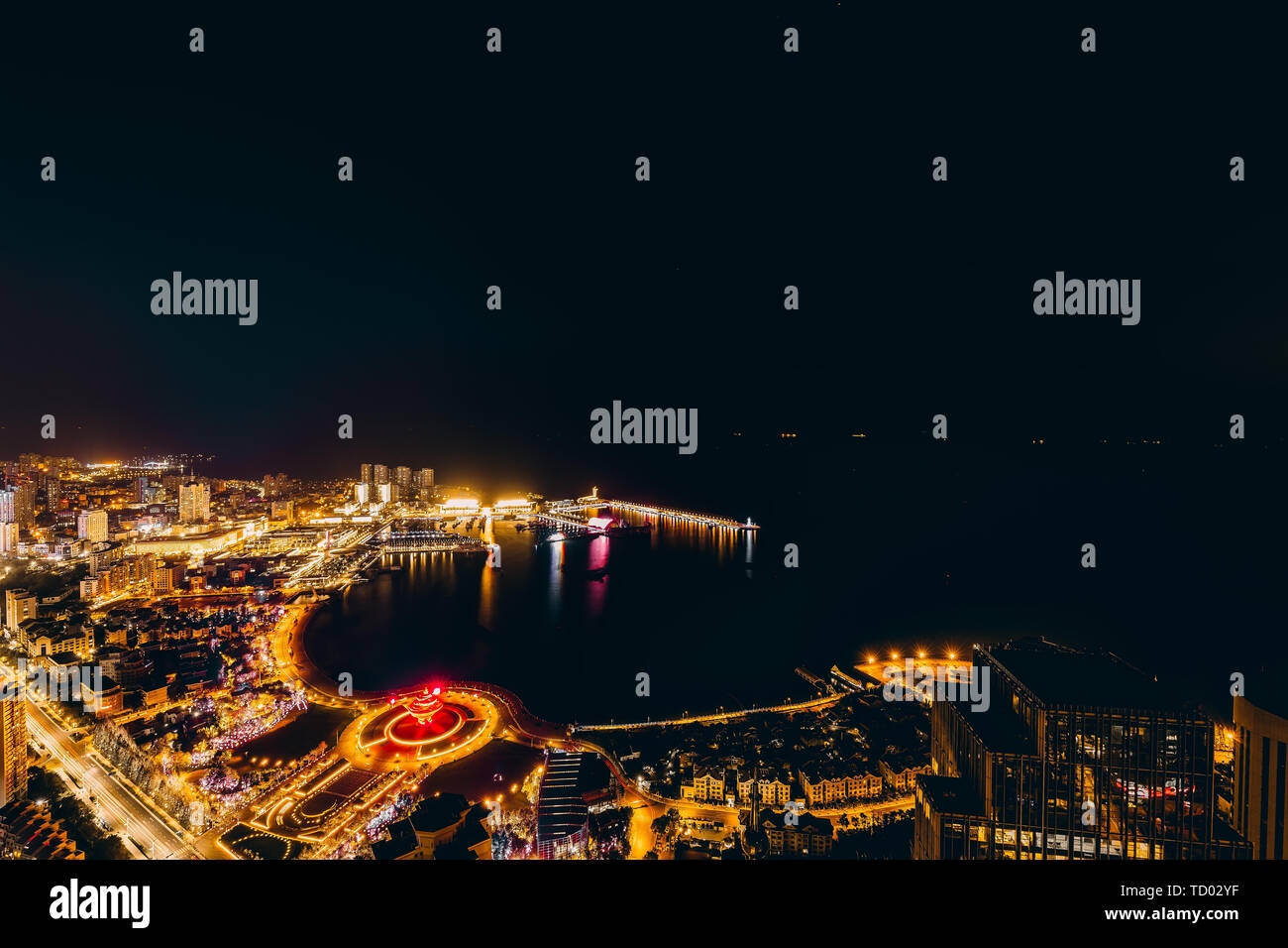 Night view of climbing buildings in Qingdao Stock Photo - Alamy