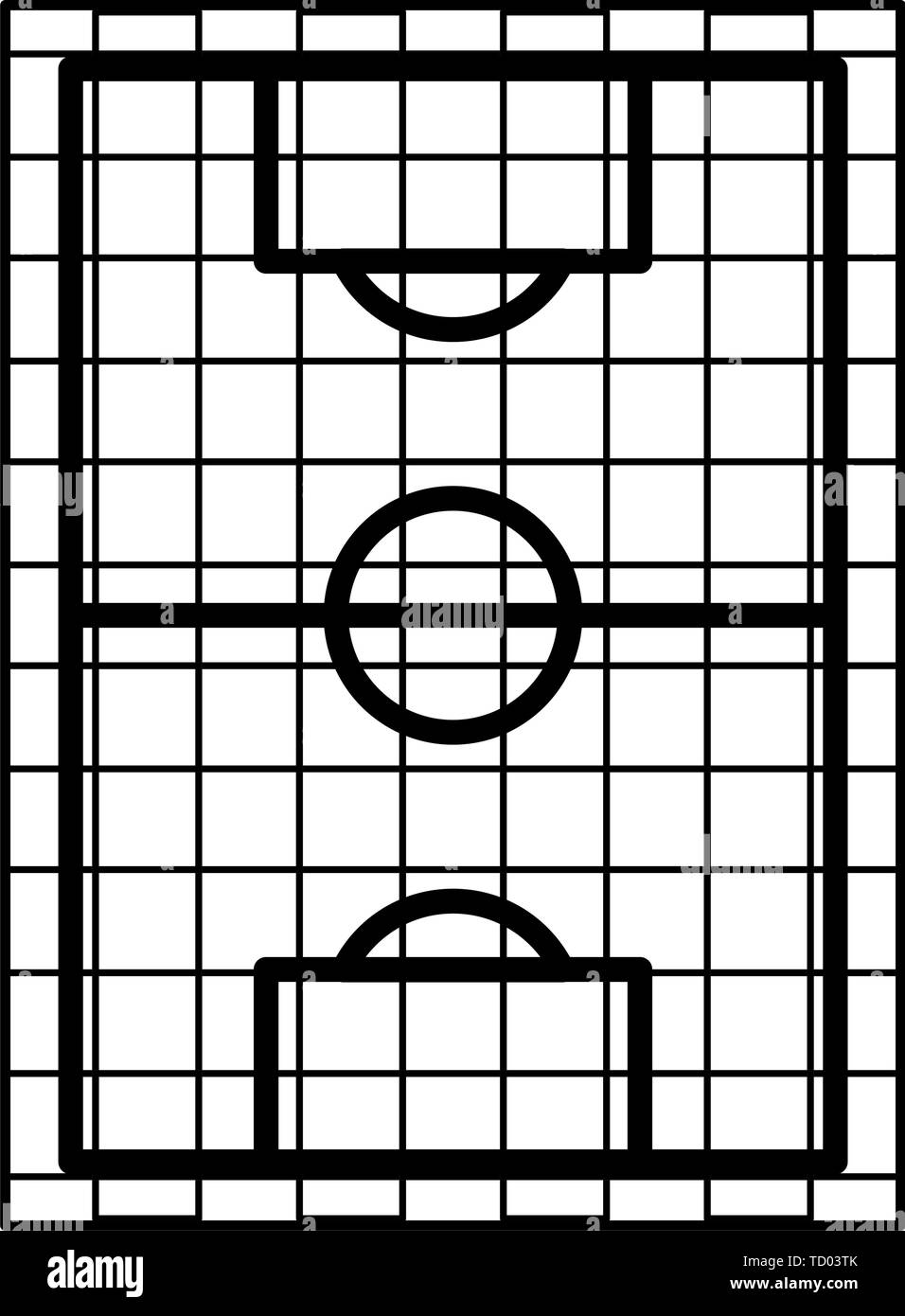 Soccer playfield top view symbol isolated in black and white Stock ...