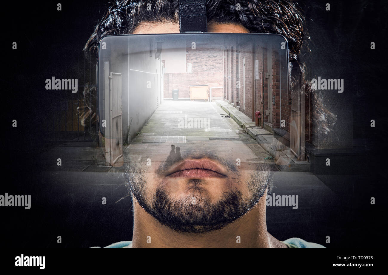 Virtual reality experience and technologies of the future. Mixed media ...